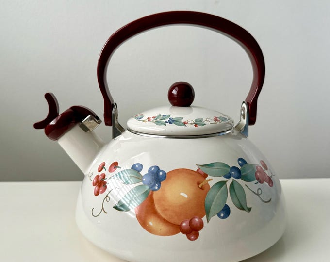Vintage Corelle Abundance Enamel Tea Kettle - Etsy