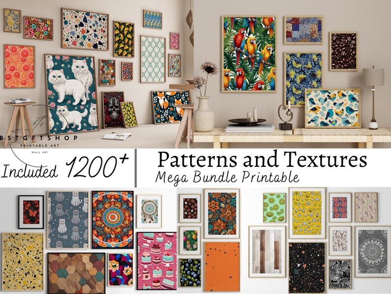 Printable Patterns and Textures, 1200 Art Patterns Style, Printable ...