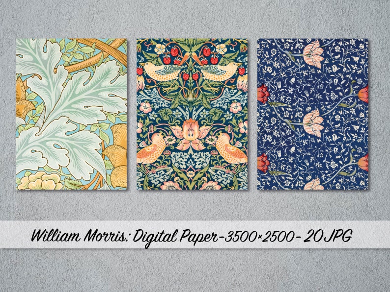 Digital Paper William Morris Printable Paper Floral - Etsy