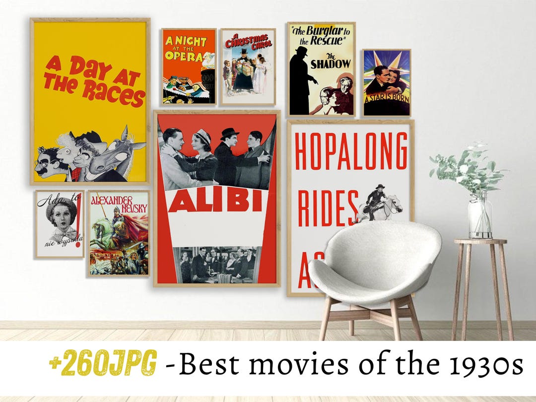 Best Movies of the 1930s, Vintage Movie Poster, Retro Cinema Wall Decor ...