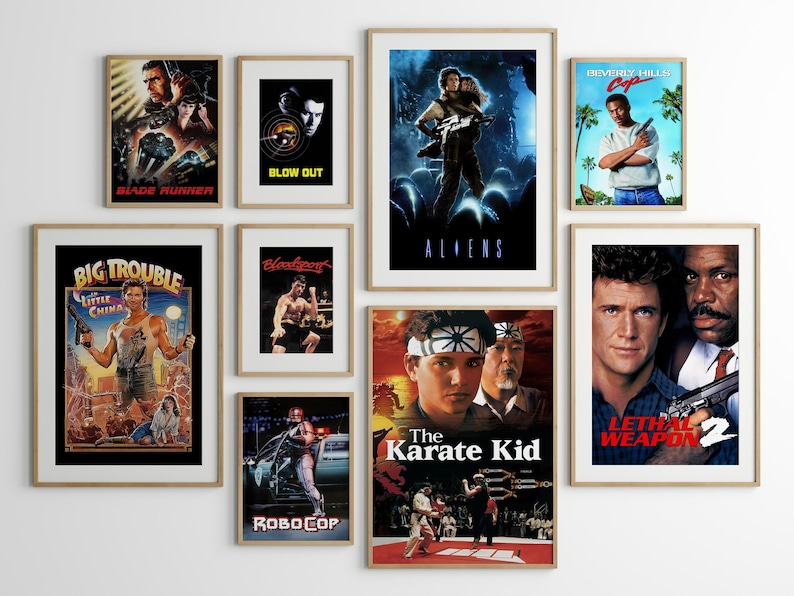 Best 1980s Films Vintage Movie Poster Pack - Retro Wall Art Decor ...