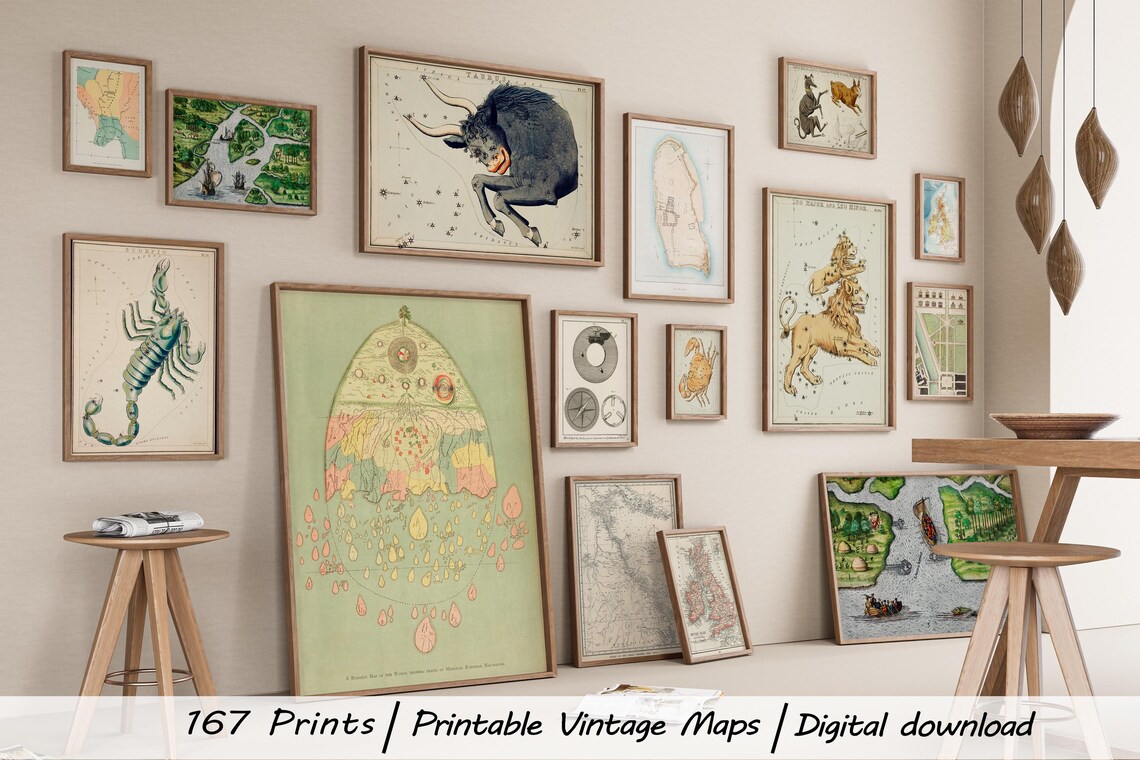 Antique Printable Maps, 167 Vintage Maps, Instant Download, Antique ...