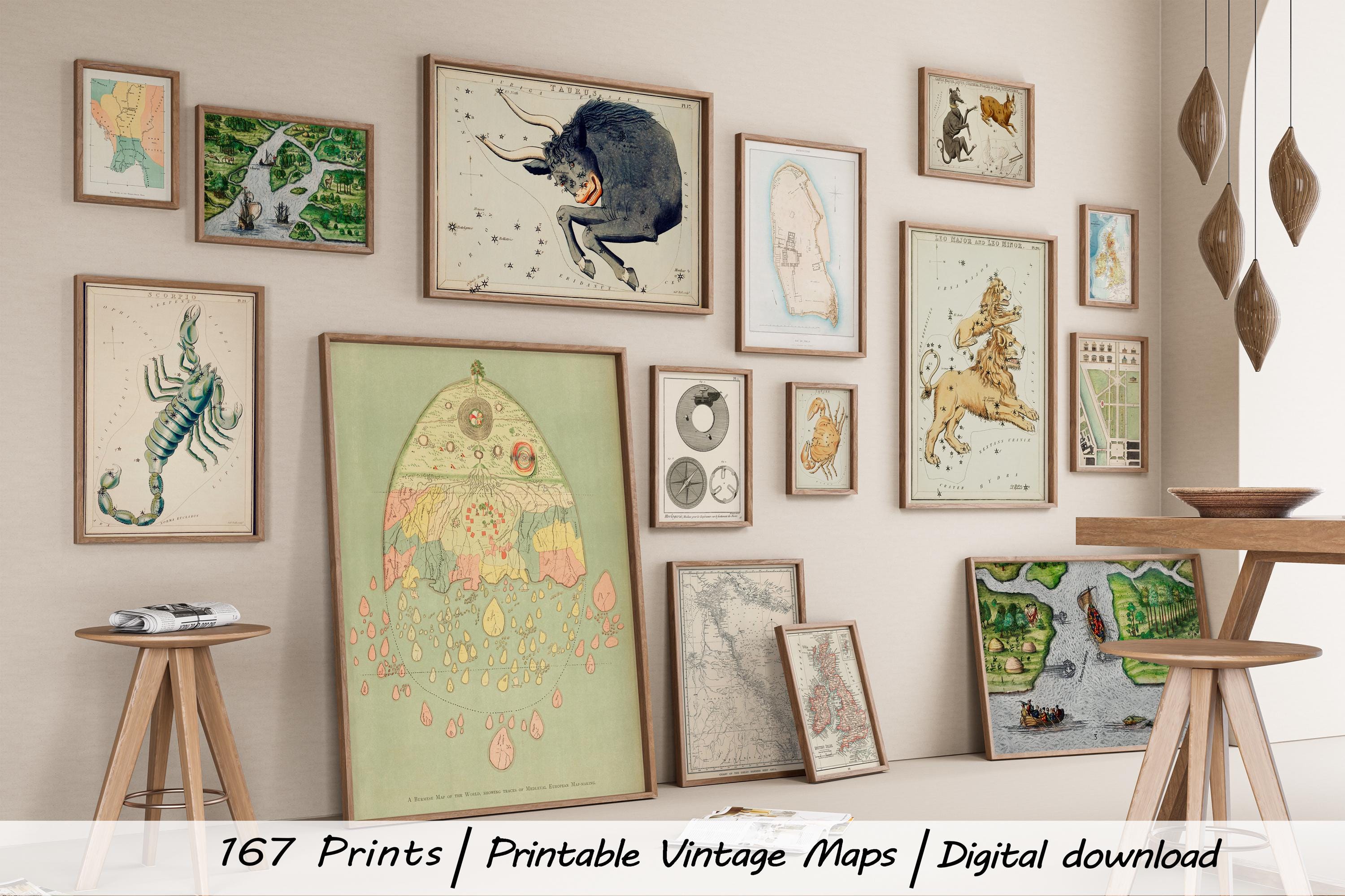 Antique Printable Maps, 167 Vintage Maps, Instant Download, Antique ...