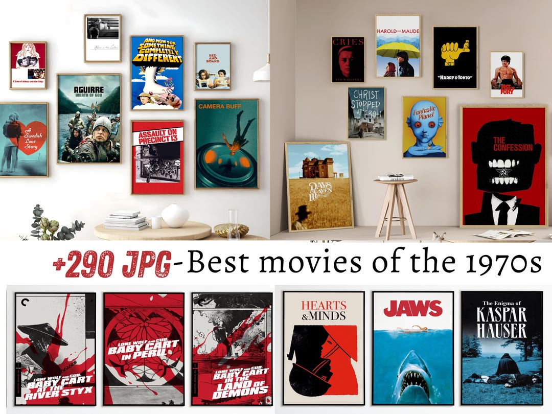 Best 1970s Films | Vintage Movie Poster Pack | Retro Wall Art Decor ...