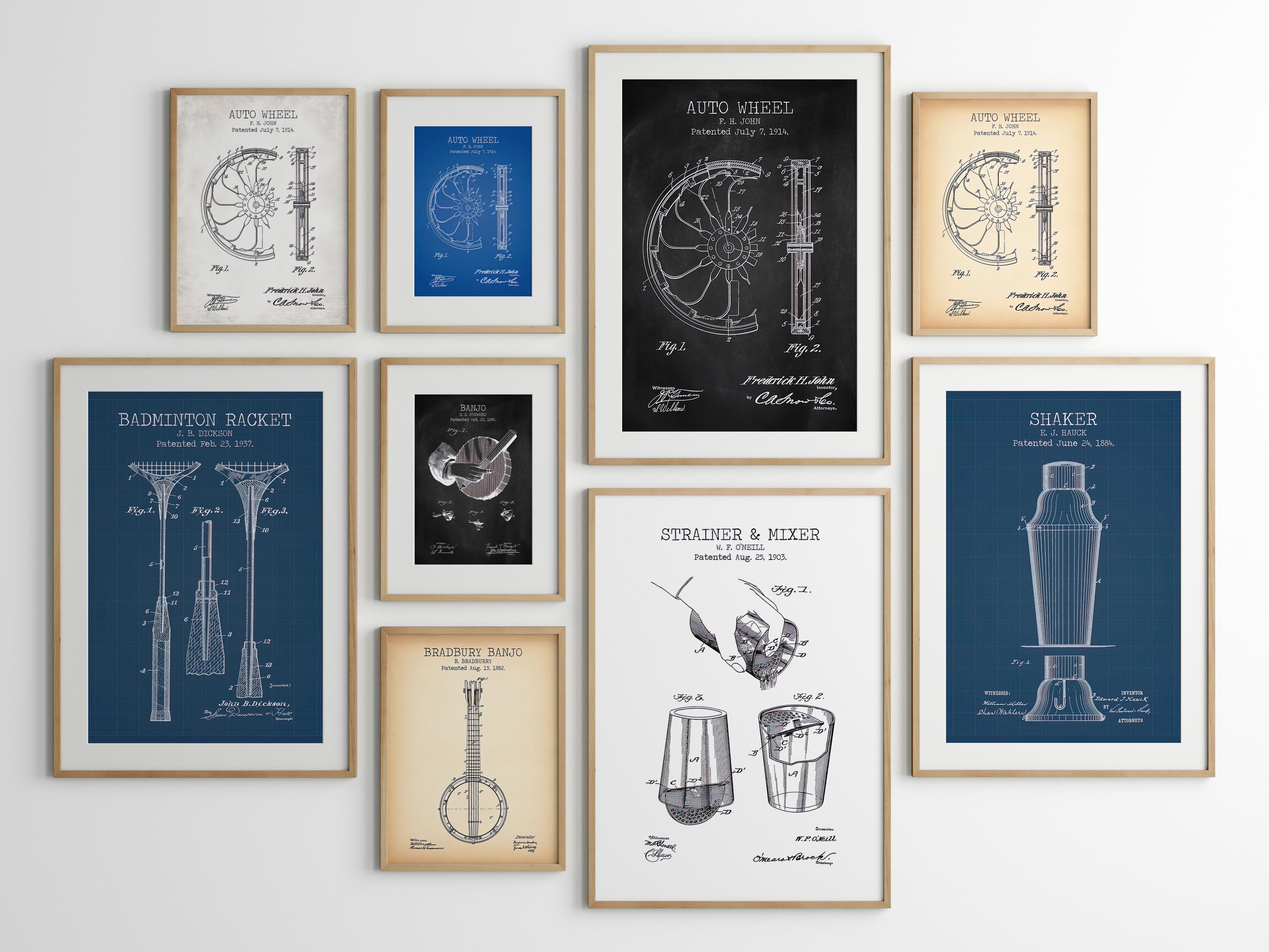 Vintage Patent Posters -2000 Antique Invention Blueprints - Industrial ...