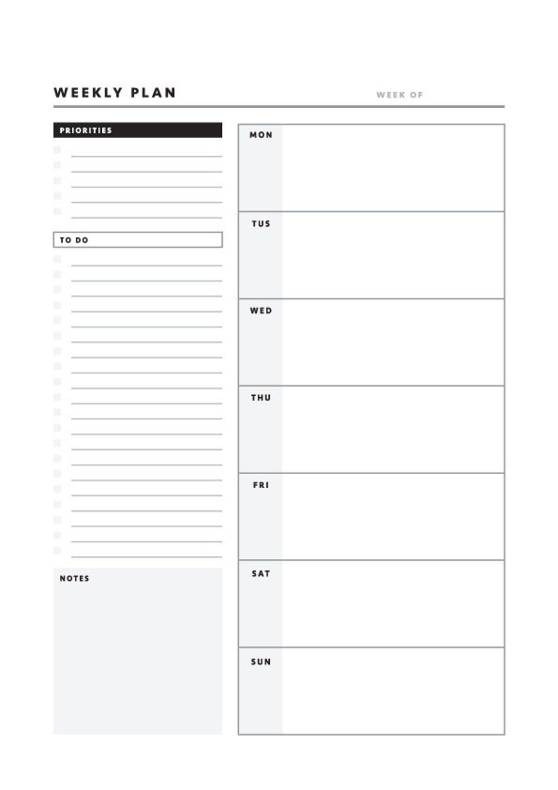 2 Set of Minimalist PRINTABLE Planners. Today and Weekly Planner ...