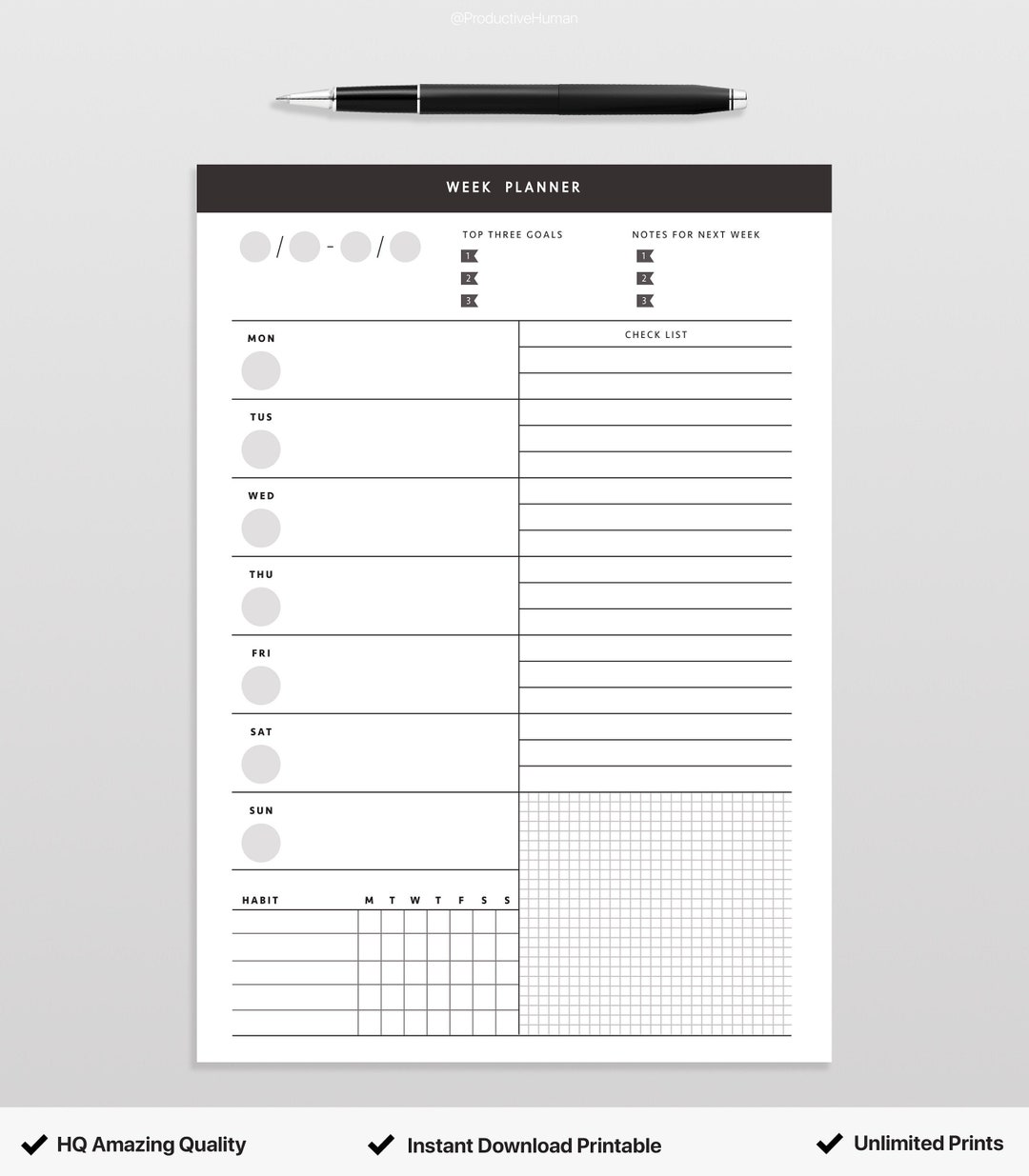 PRINTABLE A4 Weekly Planner | Minimalist Weekly to Do List | Week on ...