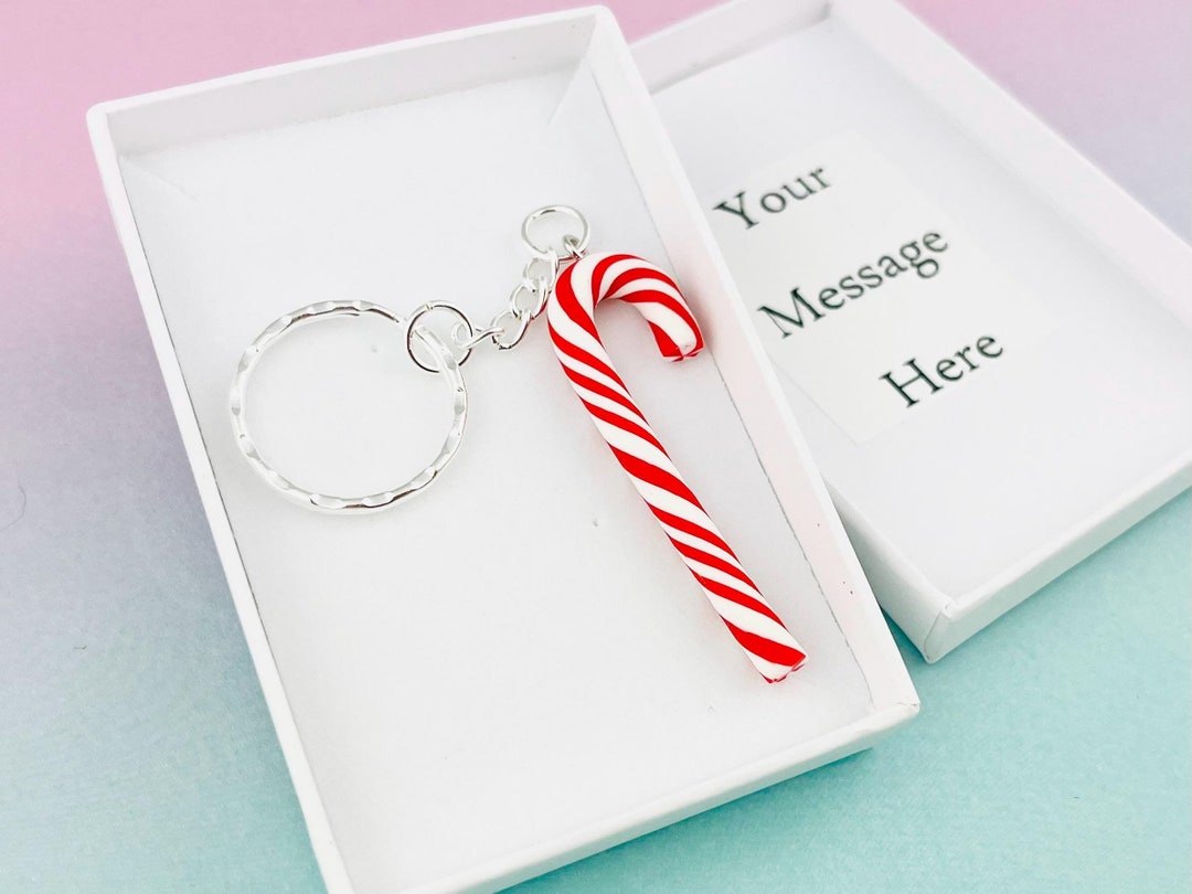 Candy Cane Keychain, Christmas Keyring, Bag Purse Charm, Holiday ...
