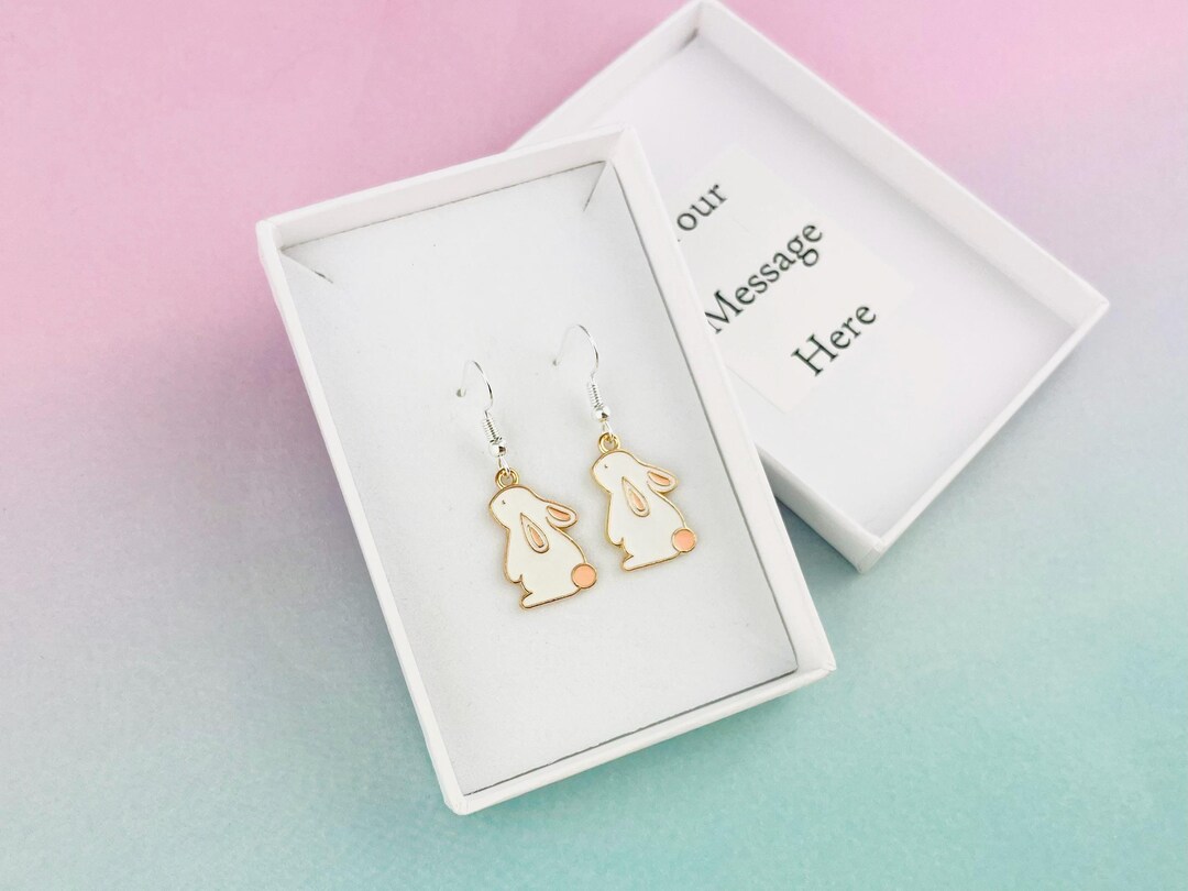 White Rabbit Earrings, Easter Jewellery, Bunny Earrings, Cute Gift for ...