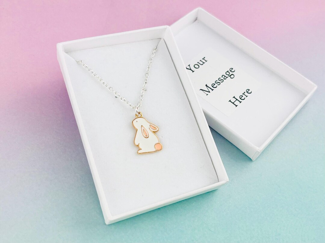 White Rabbit Necklace, Cute Bunny Necklace, Easter Jewellery for Kids ...