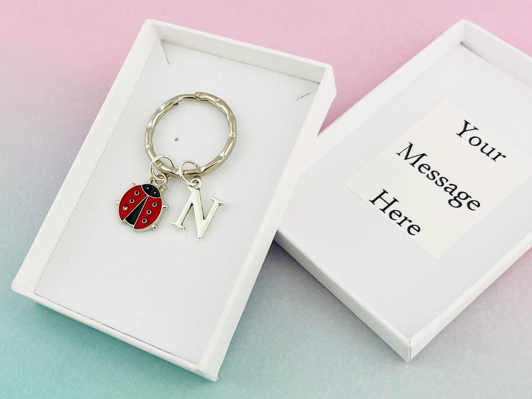 Personalised Ladybird Keyring With Initial Charm, Ladybug Keychain ...