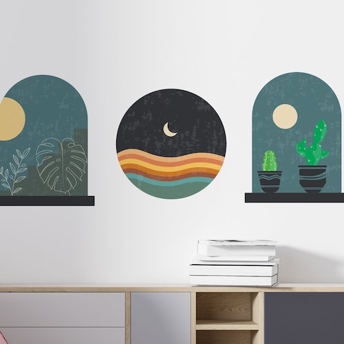 Modern Landscape Wall Decal Removable Wall Decal 3 of Set - Etsy