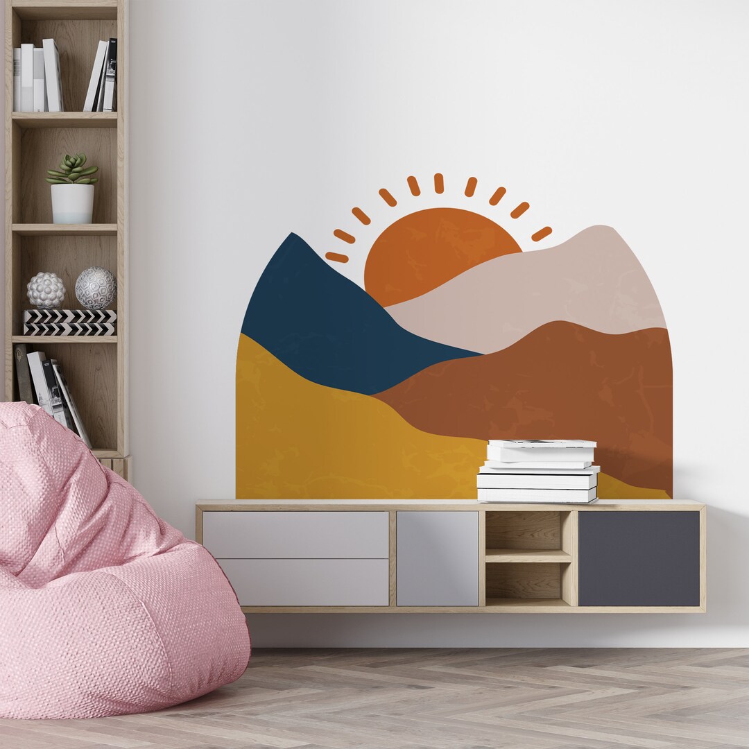 Sun Wall Arch Sticker, Removable Wall Decal, Boho Wall Arch Decal ...