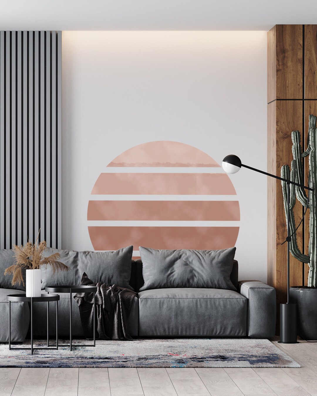 Abstract Circle Wall Decal, Geometric Wall Stickers, for Living Room ...