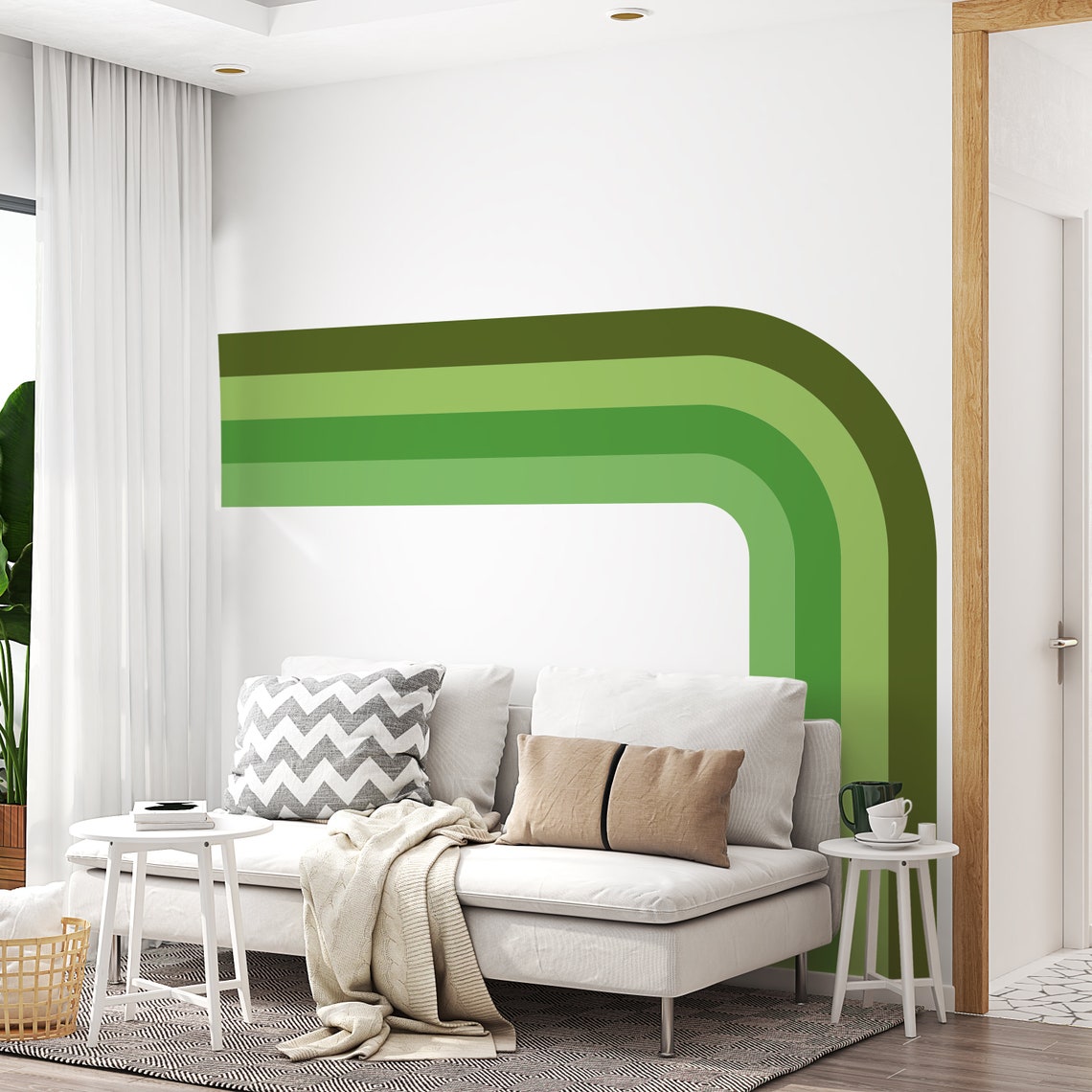 Green Colorblock Arch Wall Decal: Modern Home Decor - Etsy