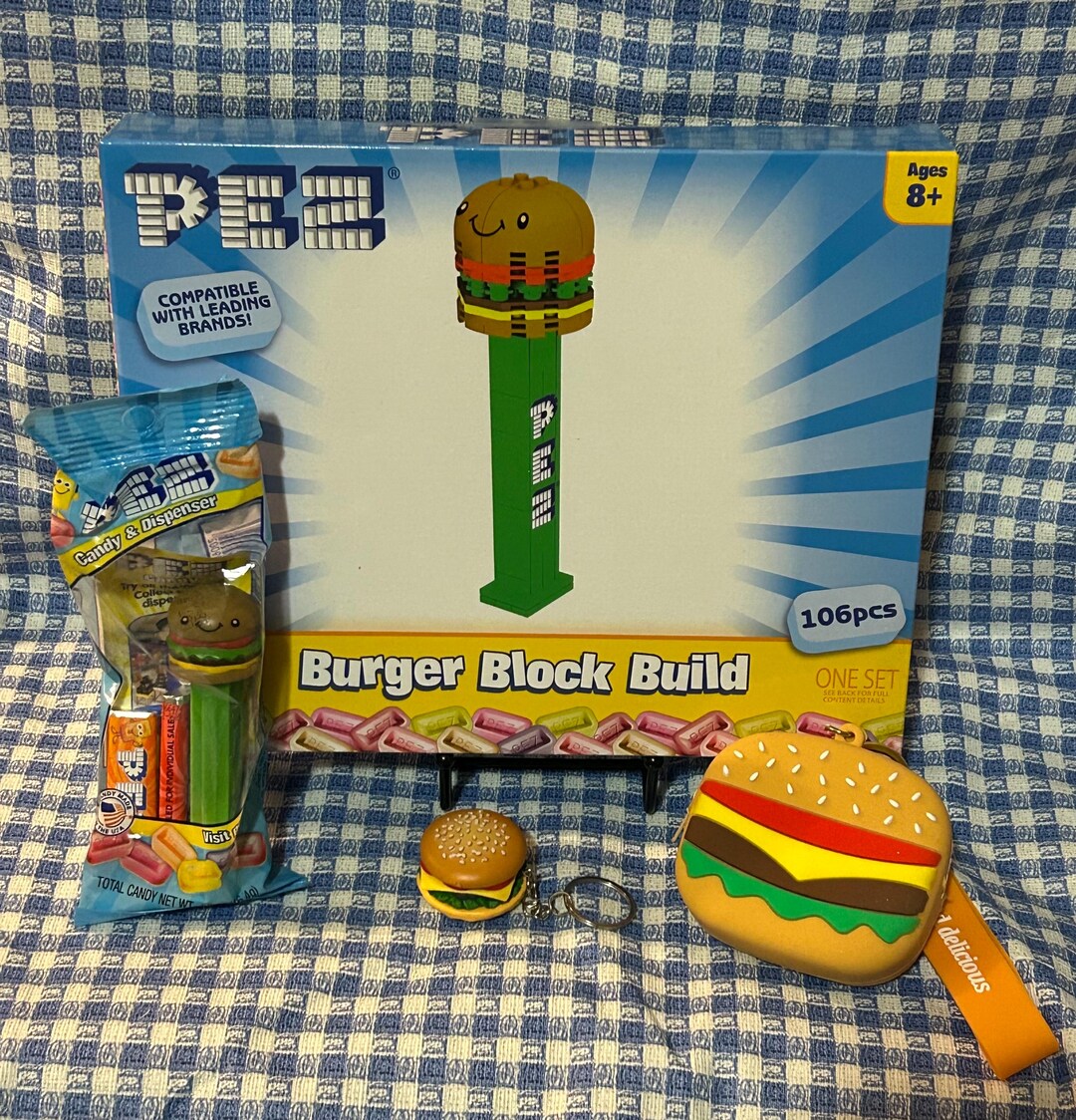 Hamburger Pez Gift Set—pez Building Blocks & Dispenser, Etc. - Etsy
