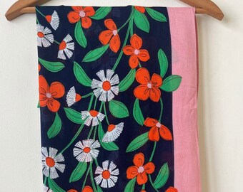 Vintage KATE SPADE Long Oversized Scarf With Floral Print in Pink and ...
