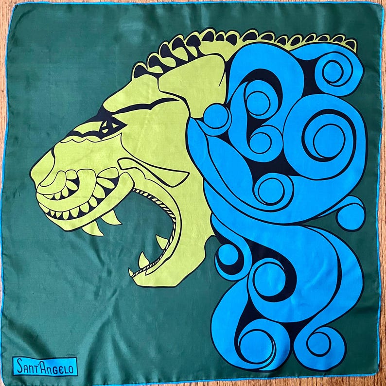 1970s Sant'angelo Silk Scarf (lion) - Etsy