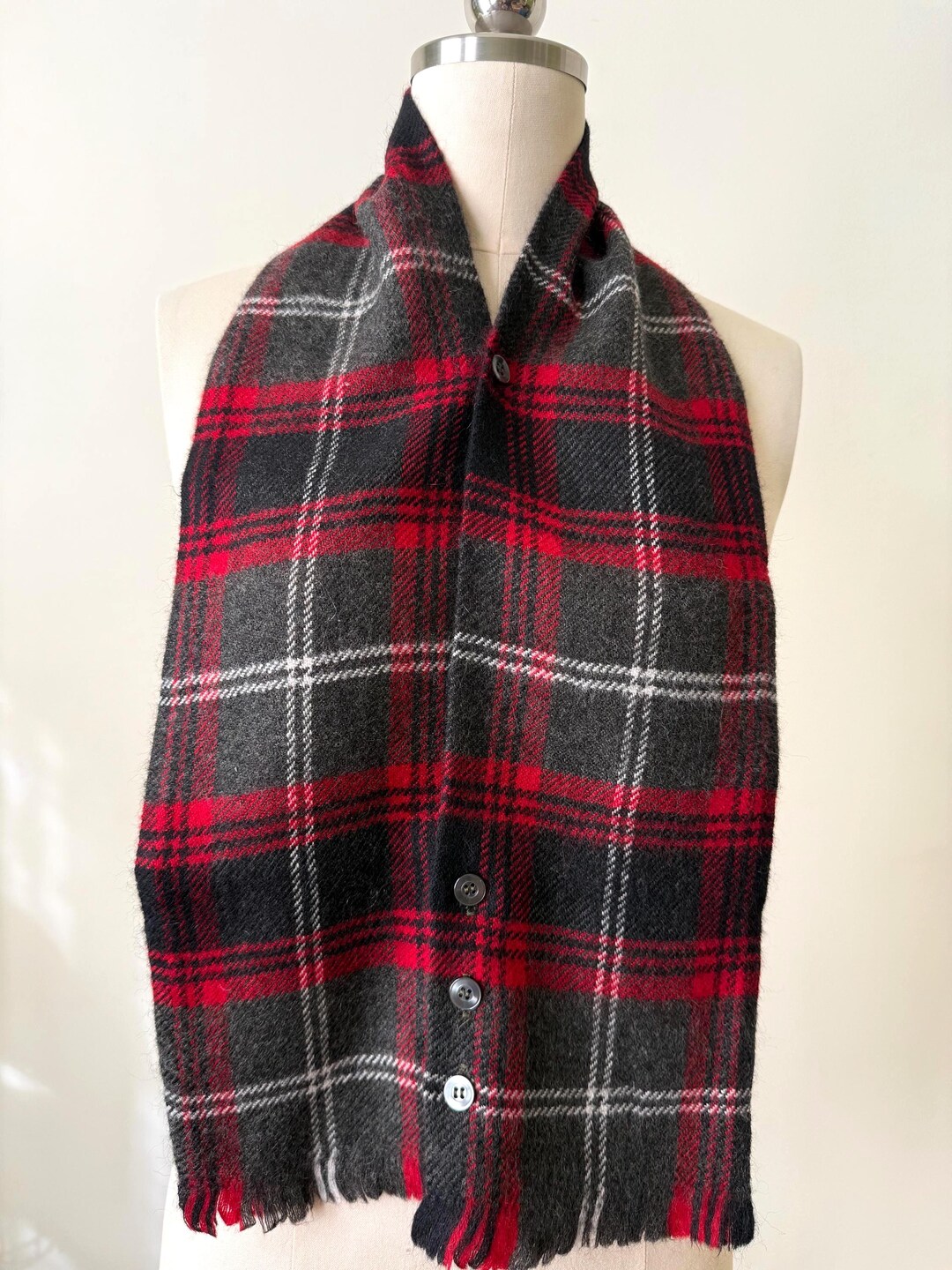 1970s Wool Plaid Scarf (button Up) by Doublet - Etsy