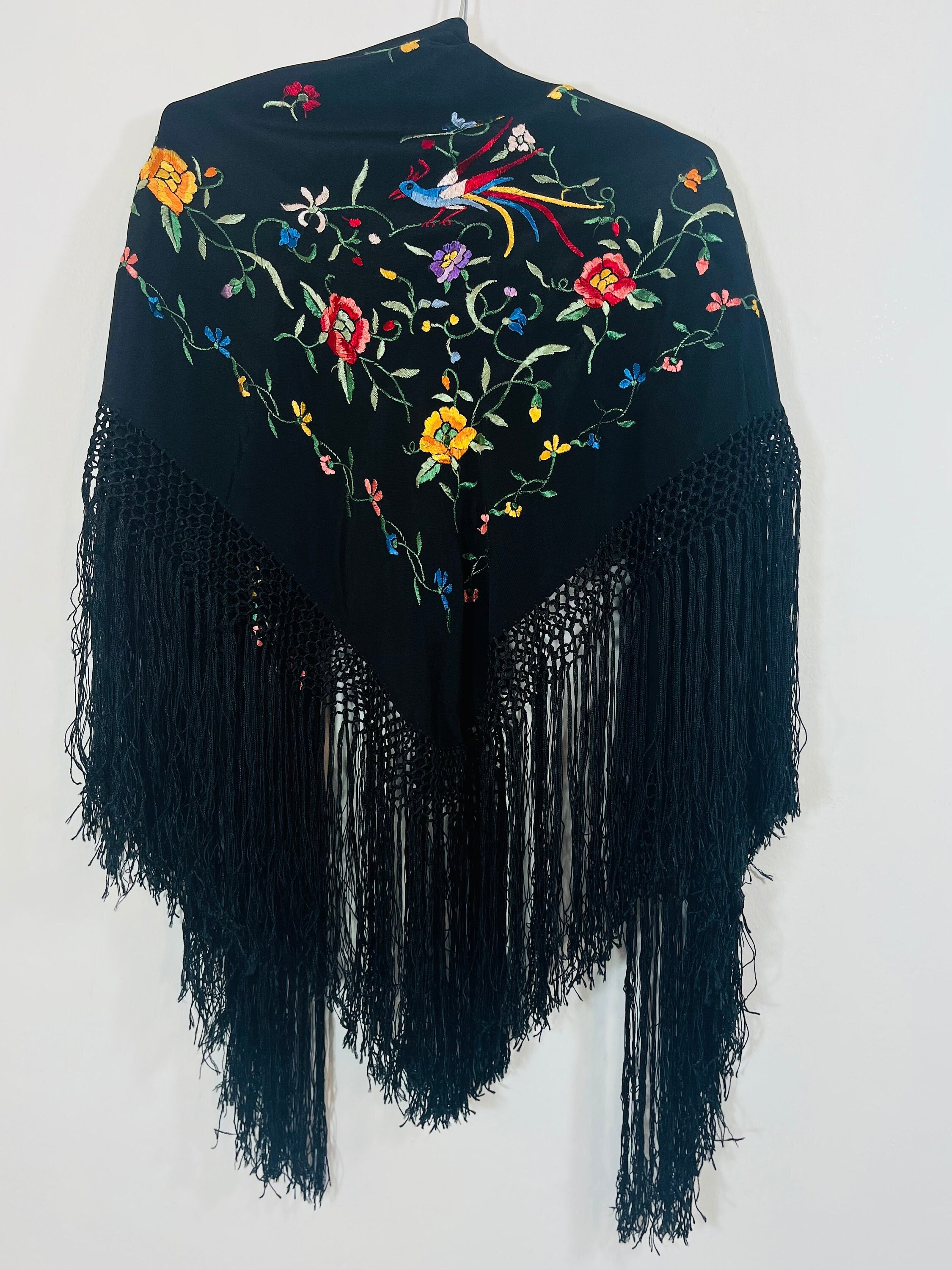 Vintage Spanish Manton Shawl (hand Embroidery) 1950s - Etsy