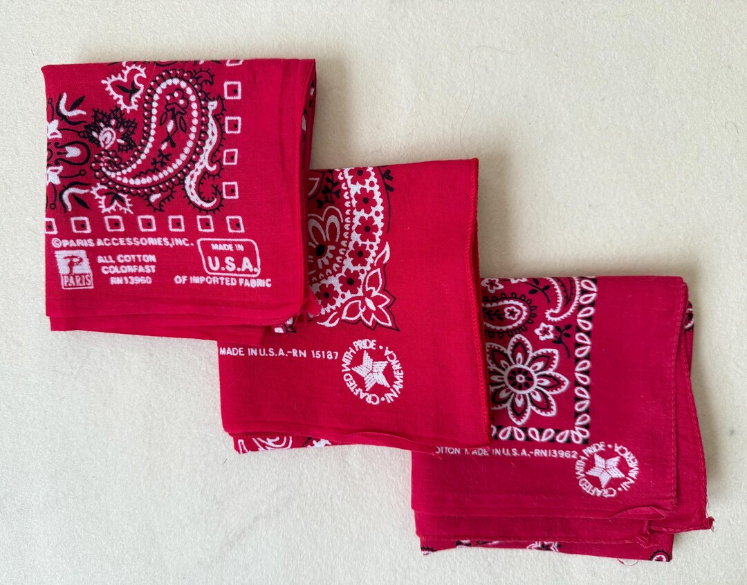 1980s Set of 3 Red Bandanas (selvedge Edge) - Etsy