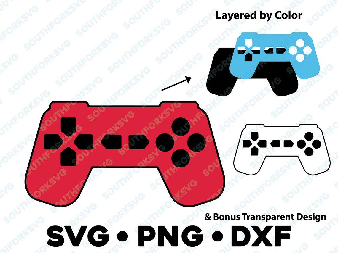 Video Game Controller SVG PNG DXF Joystick Layered Silhouette - Etsy