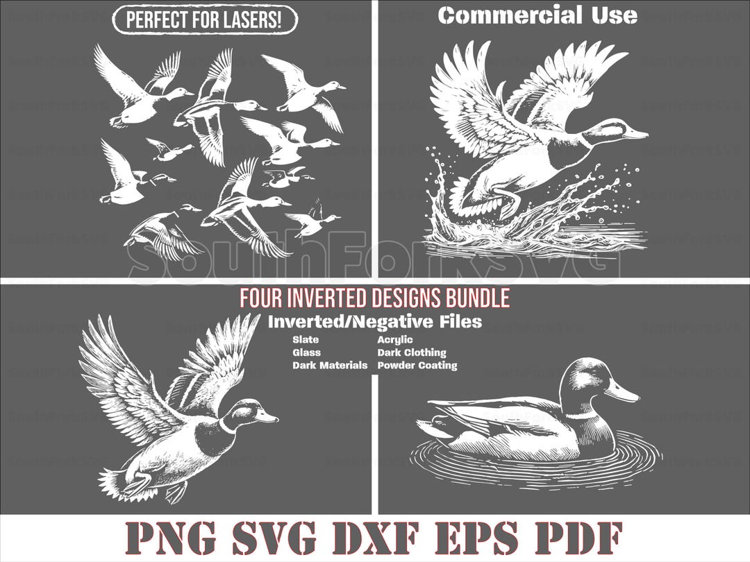 Inverted Mallard Ducks Bundle Svg Png Dxf Eps Pdf Vector Graphic Cut ...