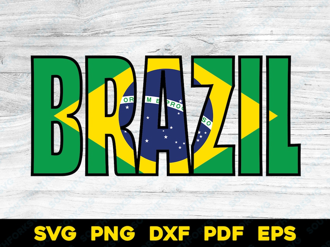 Brazil Flag Name Word Design | Svg Png Dxf Eps Pdf | Vector Graphic ...