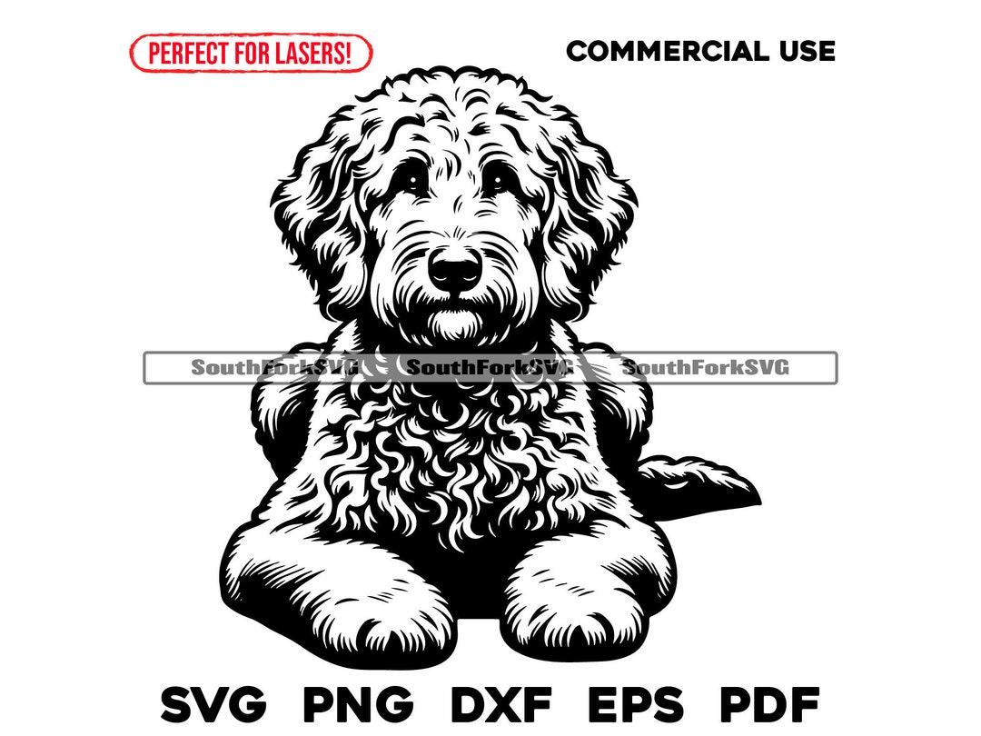 Goldendoodle Dog Laying Design | Svg Png Dxf Eps Pdf | Vector Graphic ...