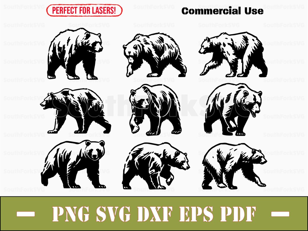 Simple Bear Bundle Svg Png Dxf Eps Pdf | Laser Engrave Cut Print Files ...