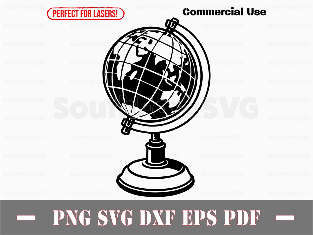 World Globe Svg Png Dxf Eps Pdf | Laser Engrave Cut Print Files Vector ...
