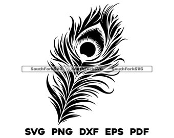 Peacock Feather. Cut Files for Cricut. Clip Art Silhouette eps, Svg ...