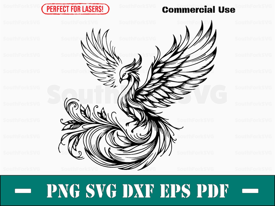 Laser Engrave File Phoenix Svg Png Dxf Eps Pdf | Vector Graphics Design ...