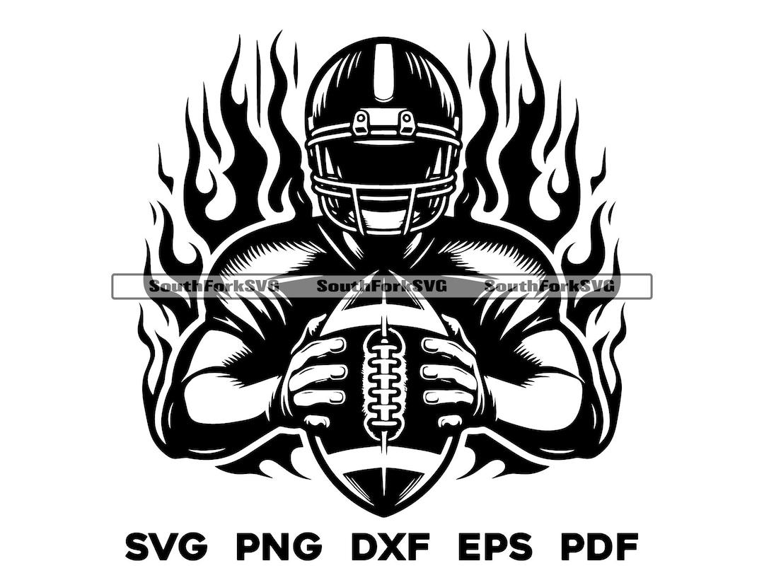 Football Player in Flames Design | Svg Png Dxf Eps Pdf | Transparent ...