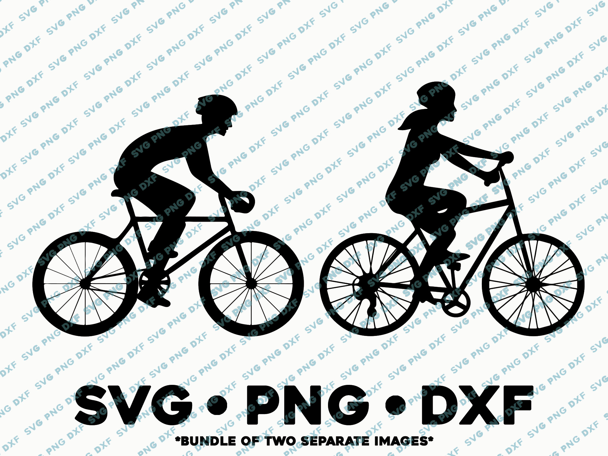 Boy and Girl Bicycle Riders SVG PNG DXF Cut File for Cricut | Etsy