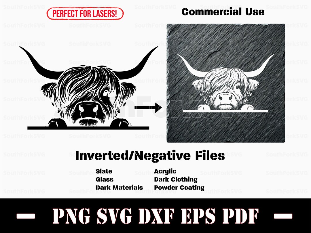 Inverted Highland Cow Peeking Svg Png Dxf Eps Pdf | Vector Graphic Cut ...