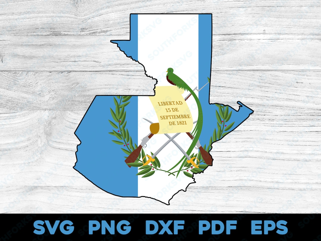 Guatemala National Flag Country Shape | Svg Png Dxf Eps Pdf | Vector ...