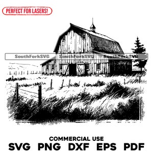 Laser Engrave File Barn Scene | Svg Png Dxf Eps Pdf | Transparent ...