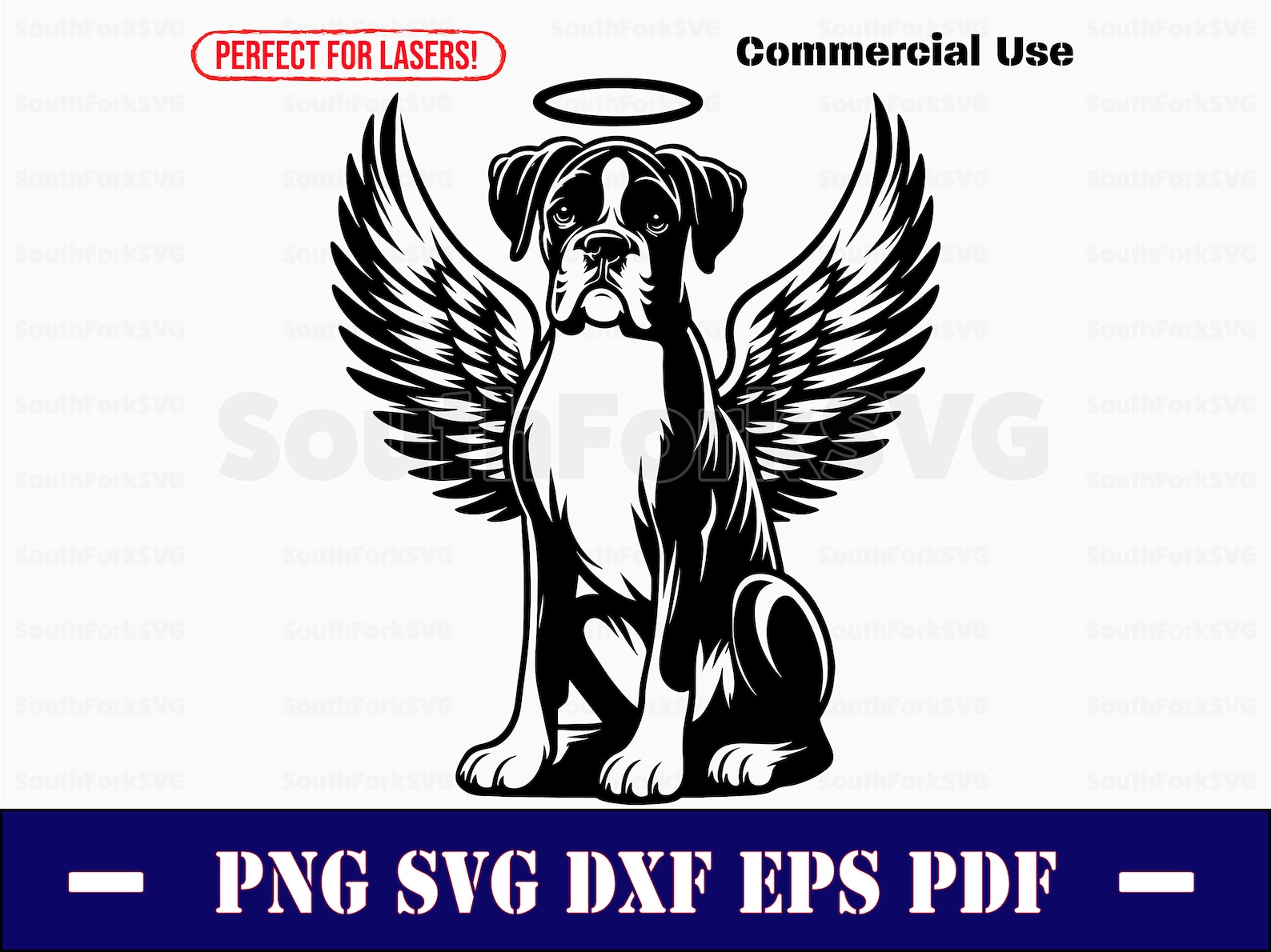 Boxer Dog Angel Wings & Halo Design Svg Png Dxf Eps Pdf | Vector ...