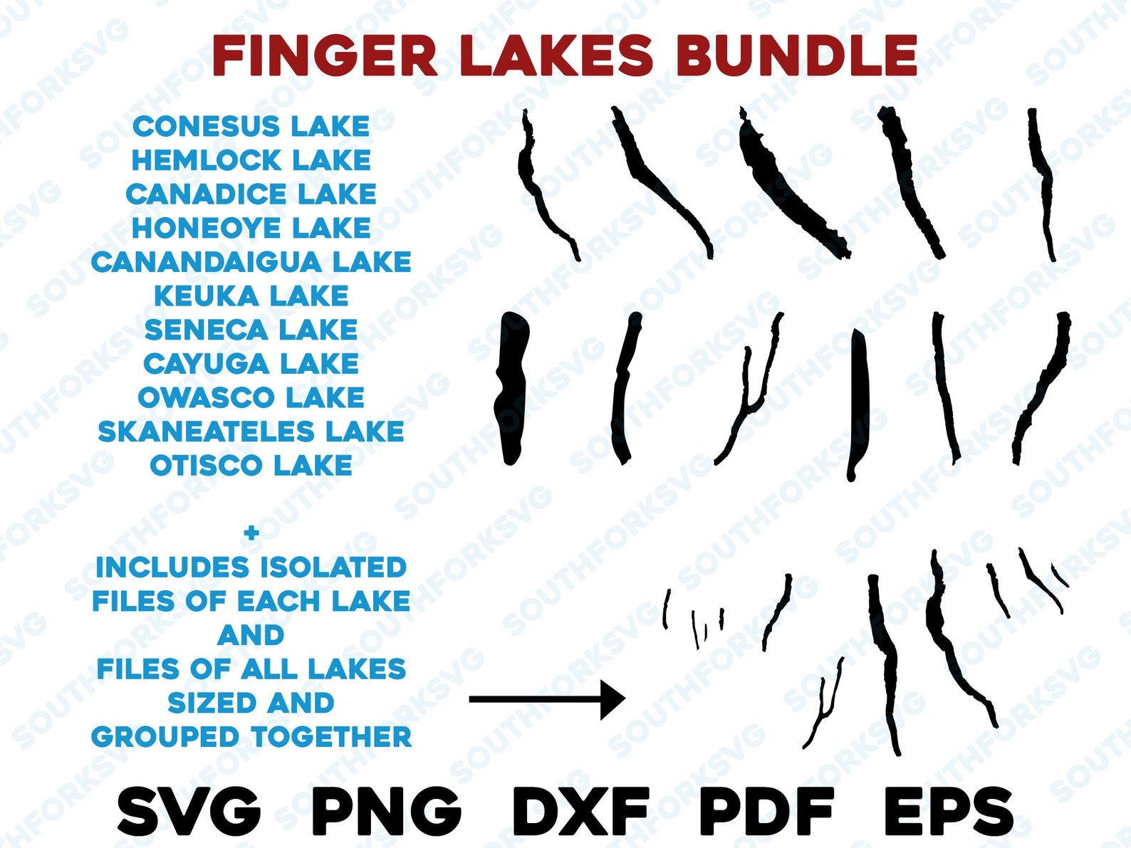 Finger Lakes New York Complete Mega Bundle Map Shape Silhouette Svg Png ...