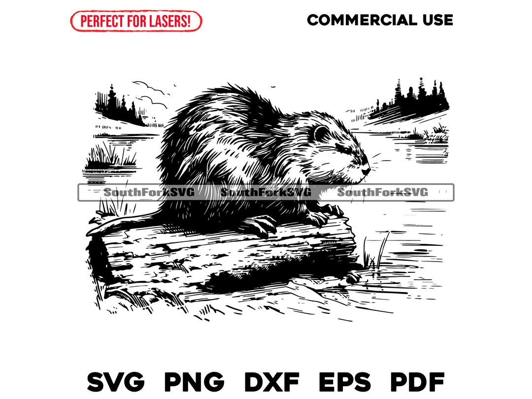 Laser Engrave Files Muskrat River Scene Svg Png Dxf Eps Pdf | Vector ...