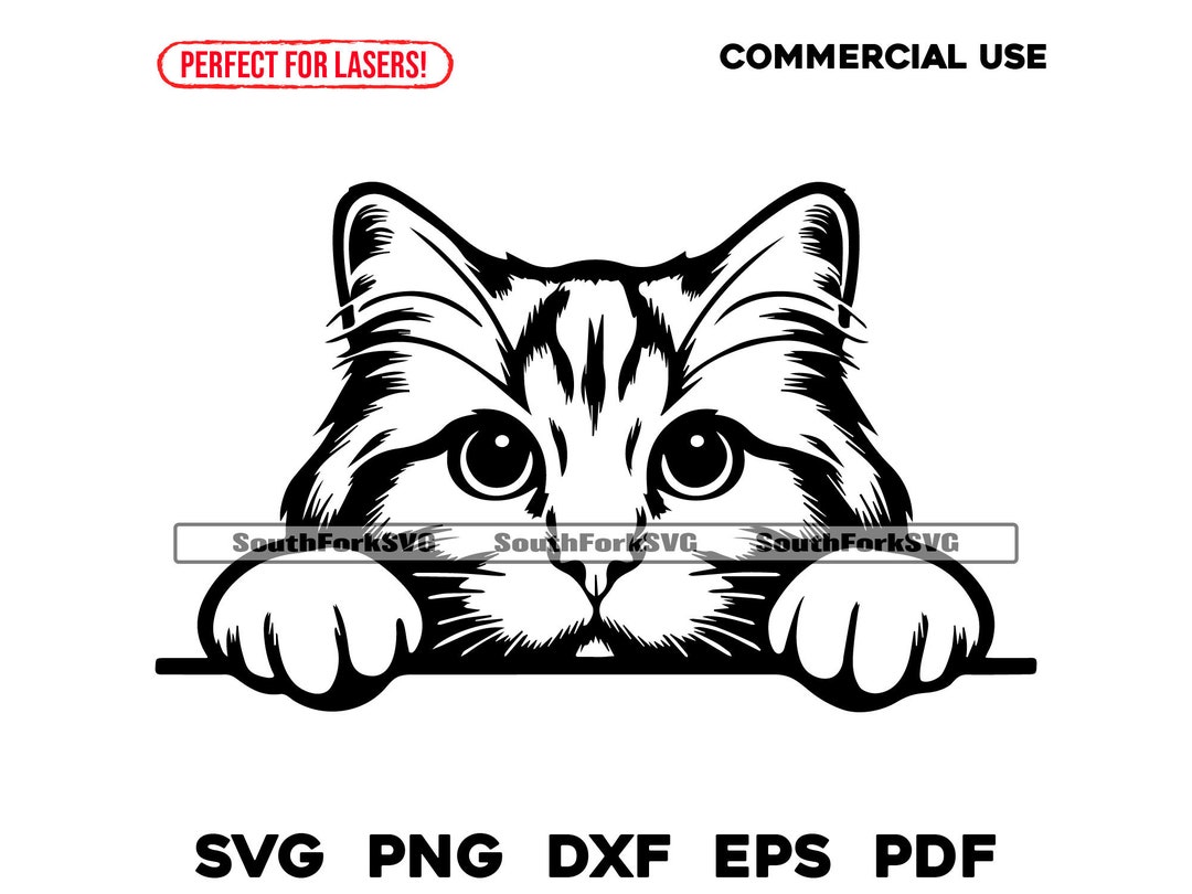 Ginger Cat Peeking Design | Svg Png Dxf Eps Pdf | Vector Graphic Cut ...