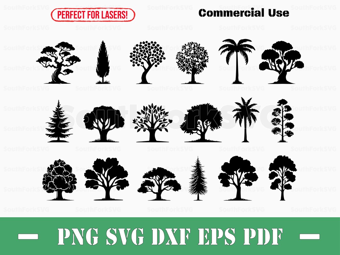 Simple Trees Bundle Svg Png Dxf Eps Pdf | Vector Cut Print Dye Sub ...