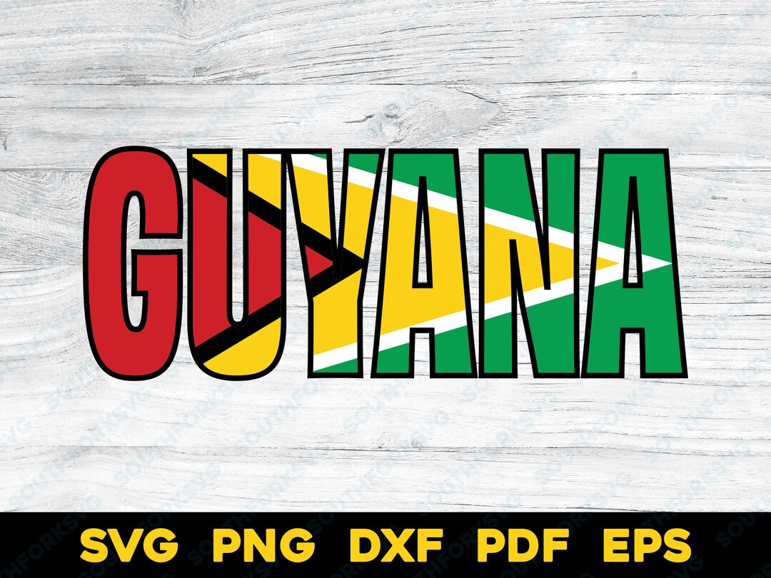 Guyana Flag Name Design | Svg Png Dxf Eps Pdf | Vector Graphic Design ...
