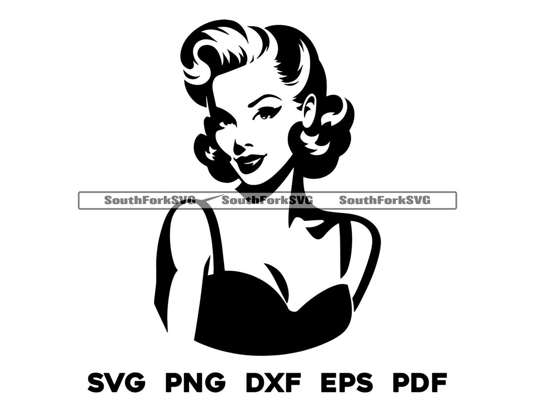 Retro Pinup Girl Svg Png Dxf Eps Pdf Files Cut Print Laser Engraving ...