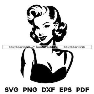 Retro Pinup Girl Svg Png Dxf Eps Pdf Files | Cut Print Laser Engraving ...