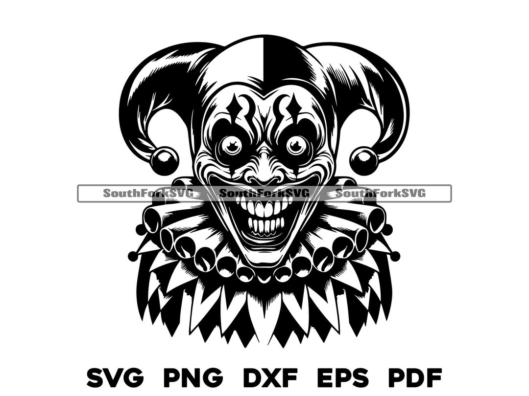 Joker Jester Clown Svg Png Dxf Eps Pdf Files | Cut Print Laser ...