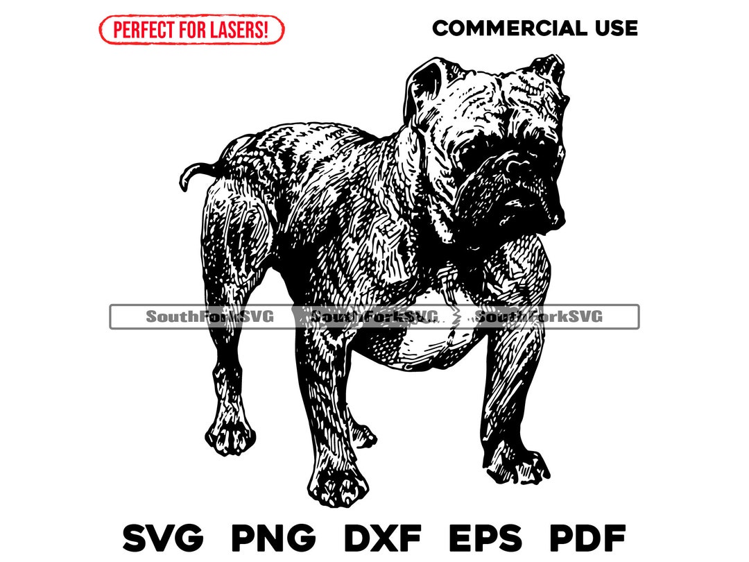 Laser Engrave File Bulldog Svg Png Dxf Eps Pdf Vector Graphic Design ...