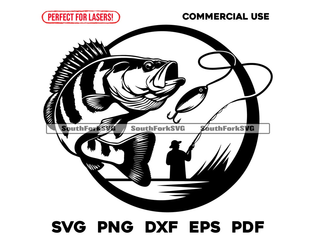 Perch Fishing Logo Svg Png Dxf Eps Pdf | Transparent Vector Graphic ...