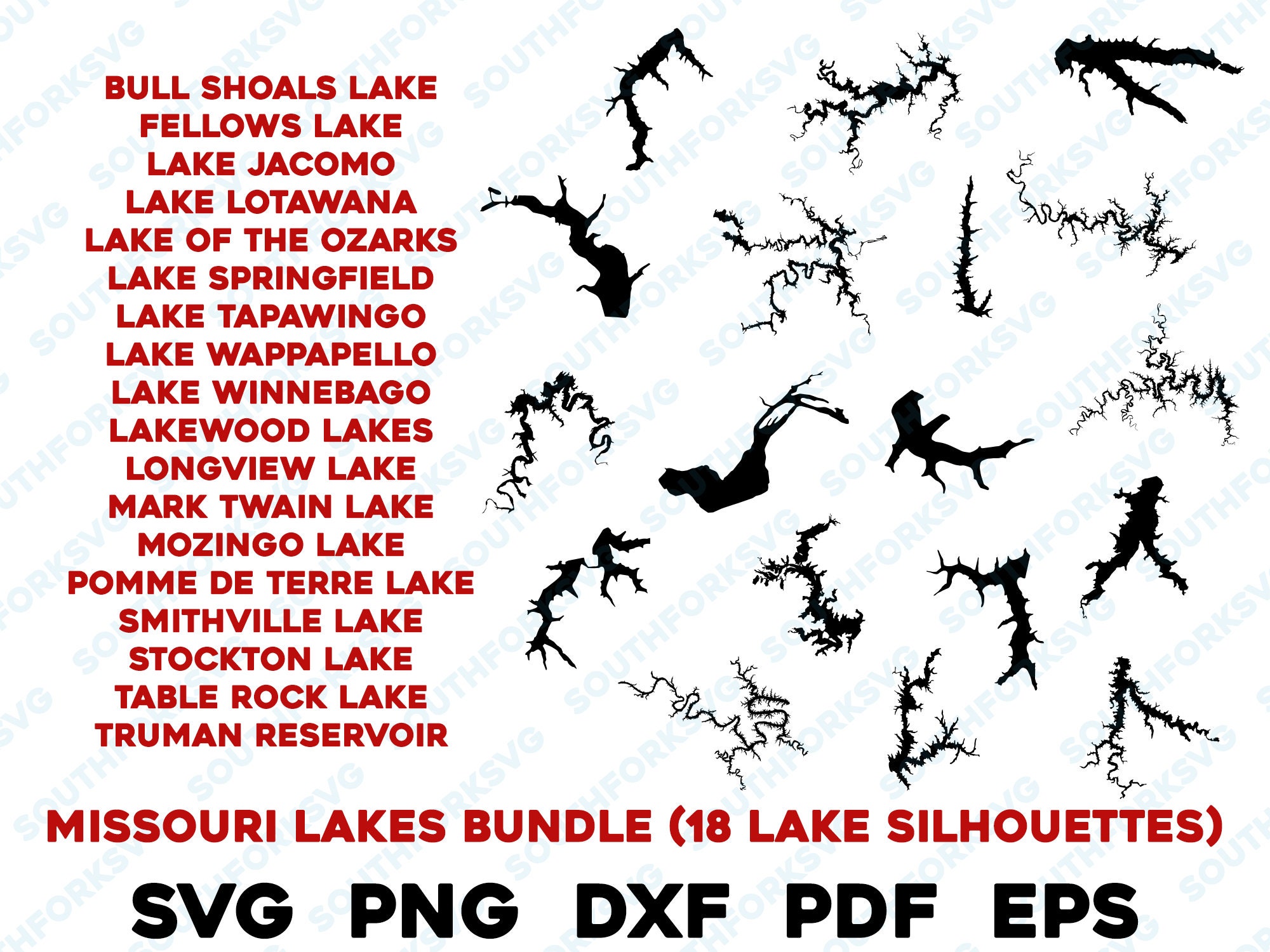 18 Missouri Lake Mega Bundle Map Shape Silhouette Svg Png Dxf Pdf Eps ...